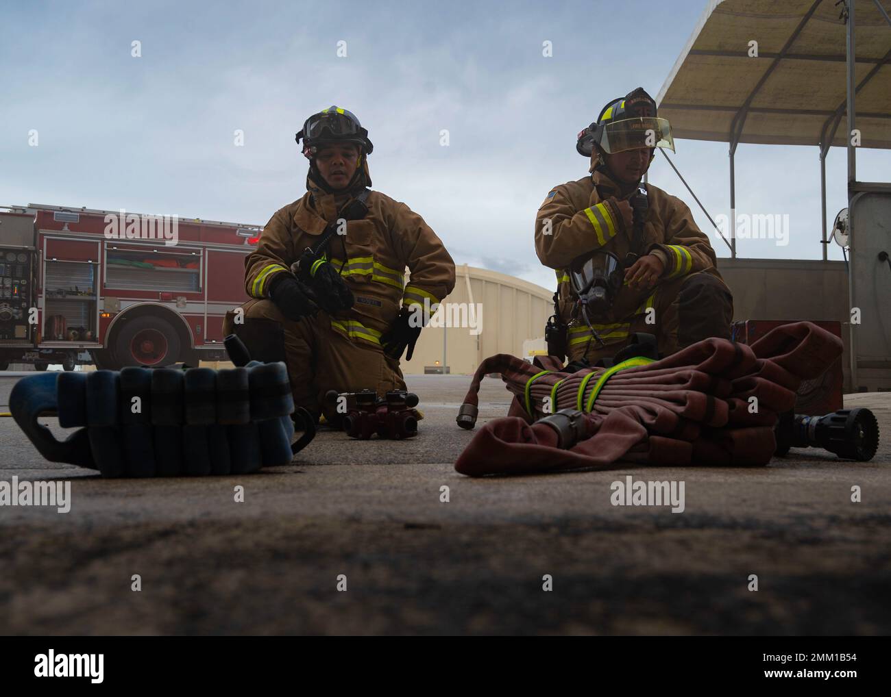 U.S. Air Force firefighters assigned to the 36th Civil Engineer ...