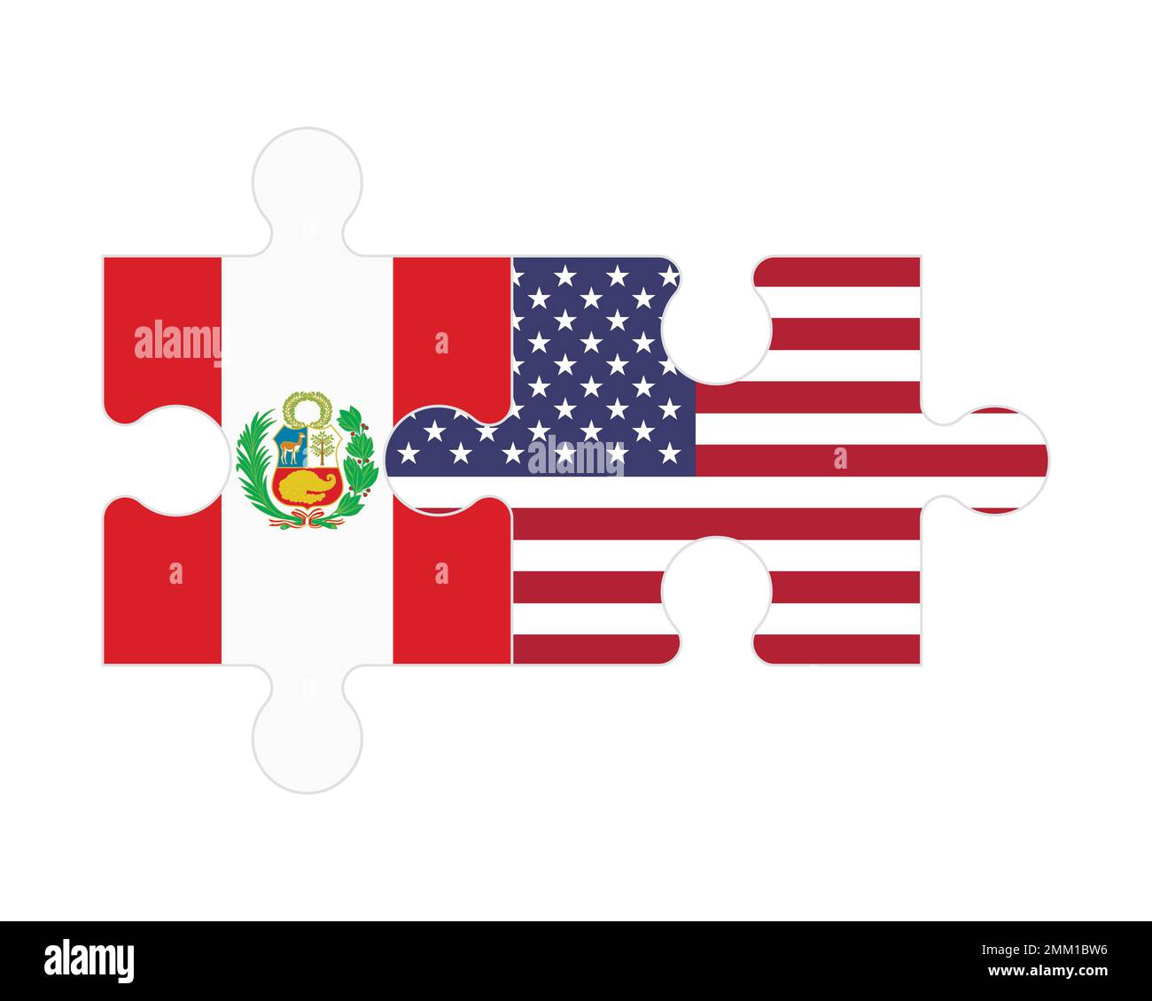 Connected puzzle of flags of Peru and US, vector Stock Vector Image ...