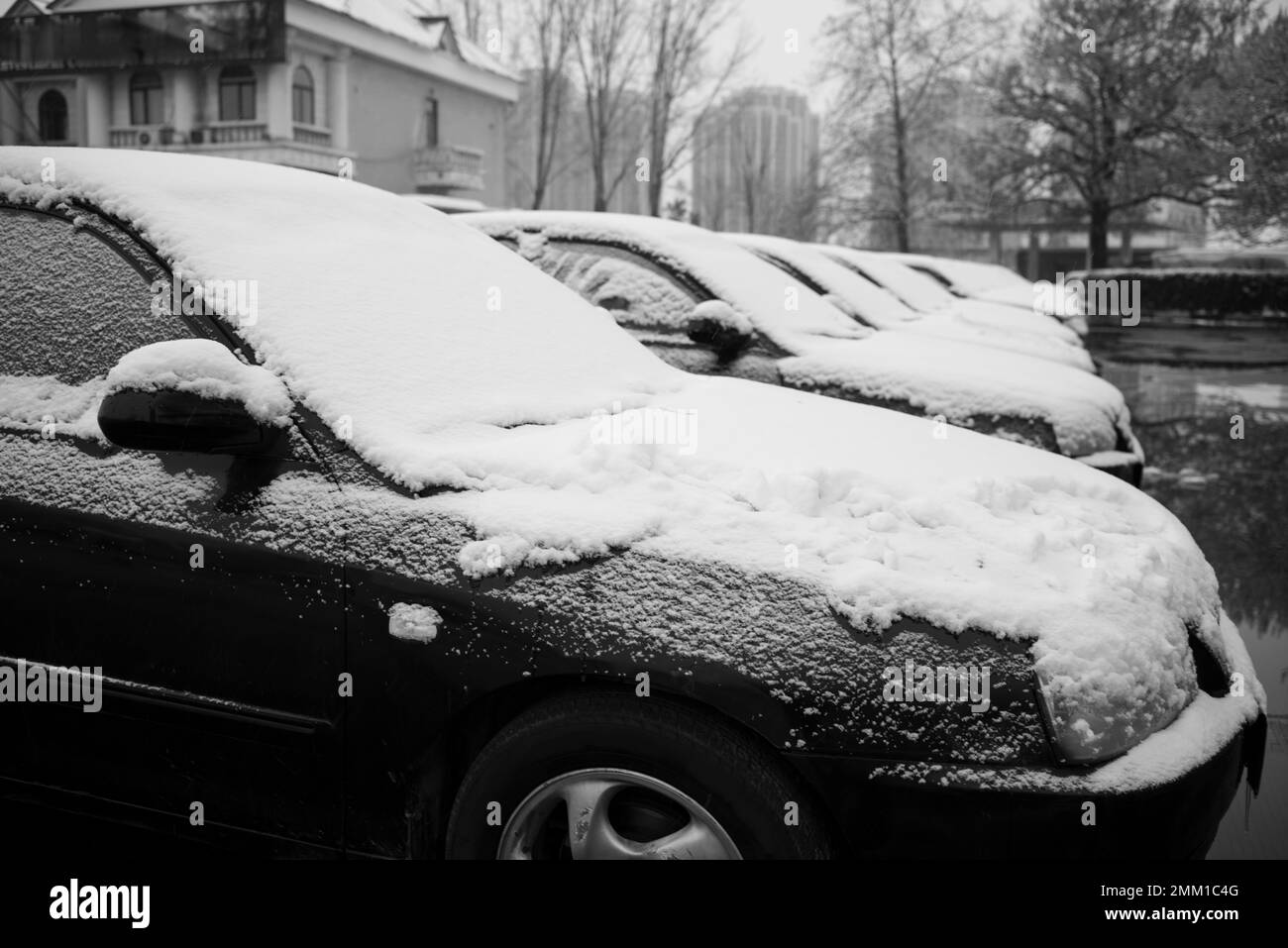 Parked parking lot space Black and White Stock Photos & Images - Alamy