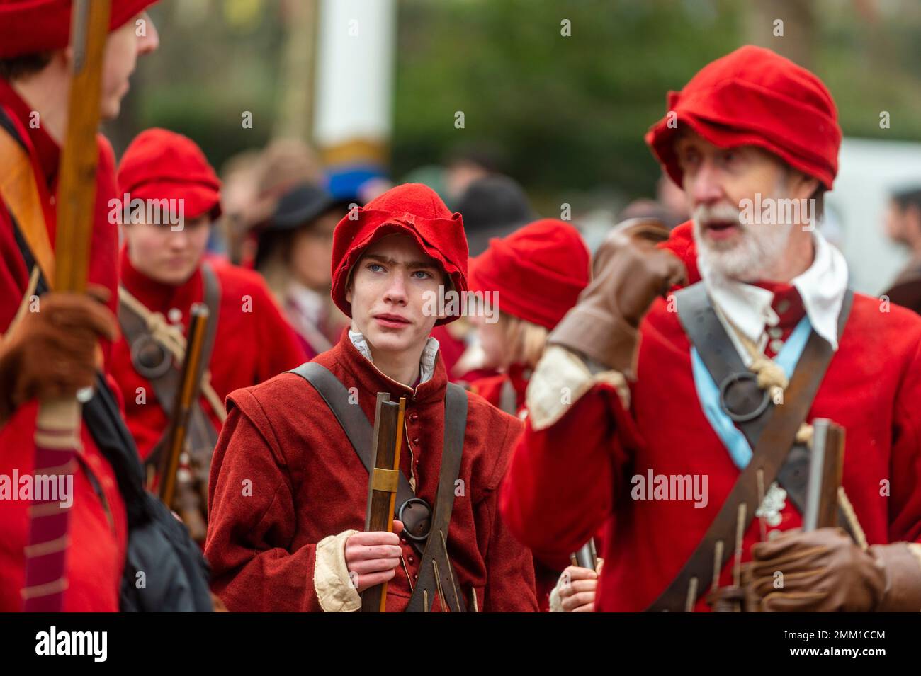 London, UK. 29 January 2023. Members of The King’s Army (the royalist ...