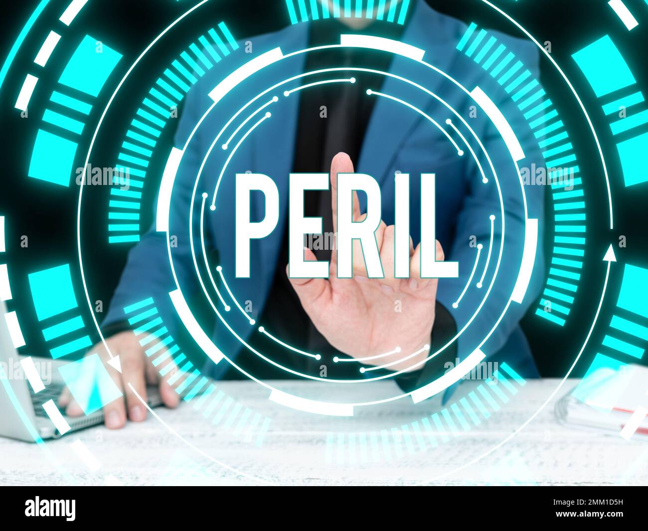 Hand writing sign Peril. Business idea indicates something extremely ...