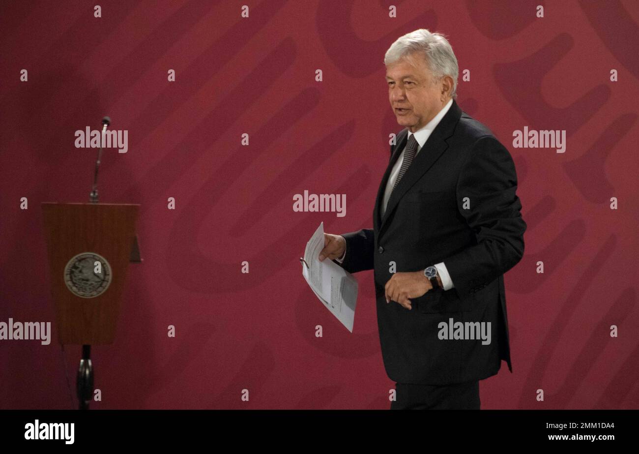 Mexico's President Andres Manuel Lopez Obrador arrives for his first ...