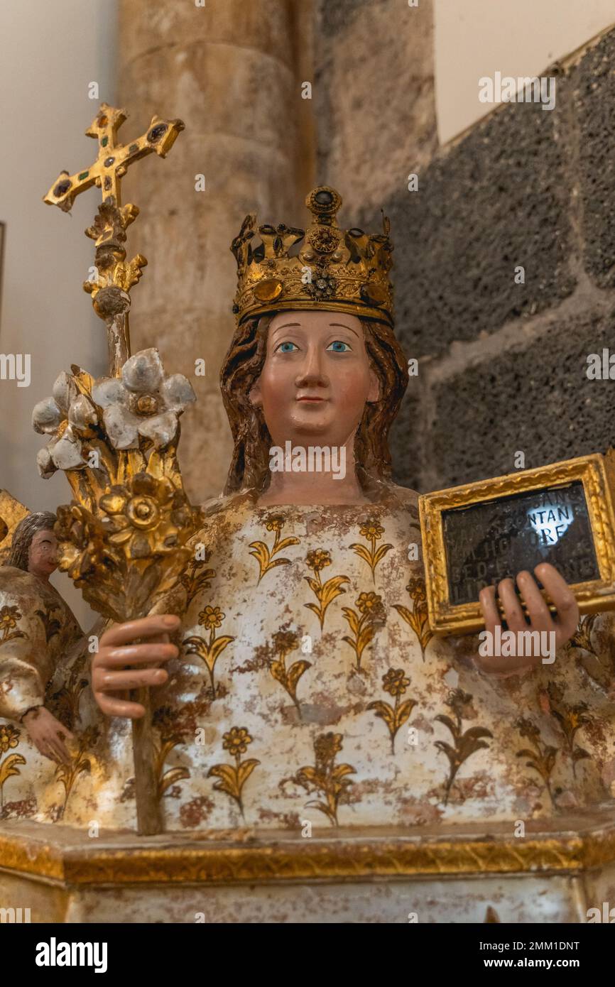 A close-up of the bust of Saint Agatha, the patron saint of Catania ...