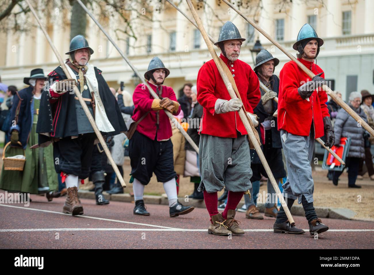 London, UK. 29 January 2023. Members of The King’s Army (the royalist ...