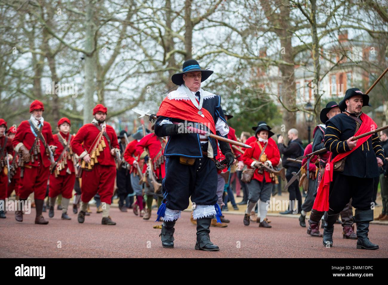 London, UK. 29 January 2023. Members of The King’s Army (the royalist ...