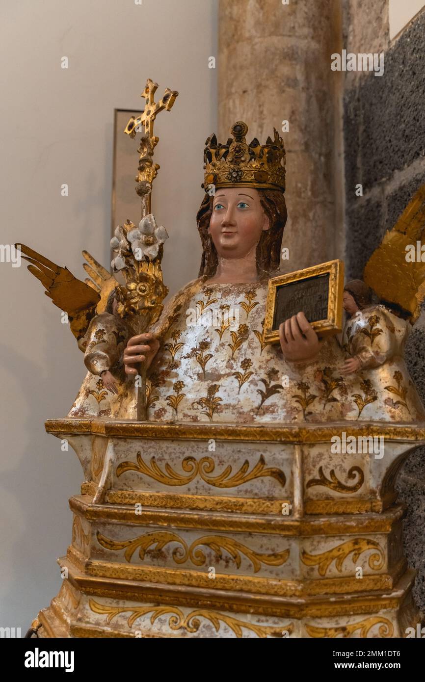 A close-up of the bust of Saint Agatha, the patron saint of Catania ...
