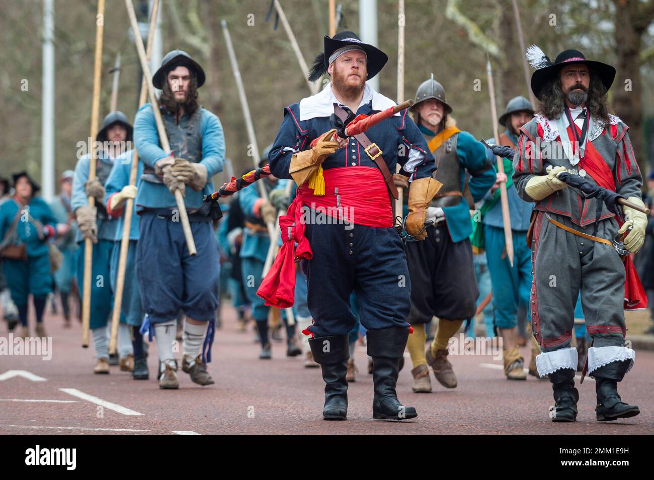 London, UK. 29 January 2023. Members of The King’s Army (the royalist ...