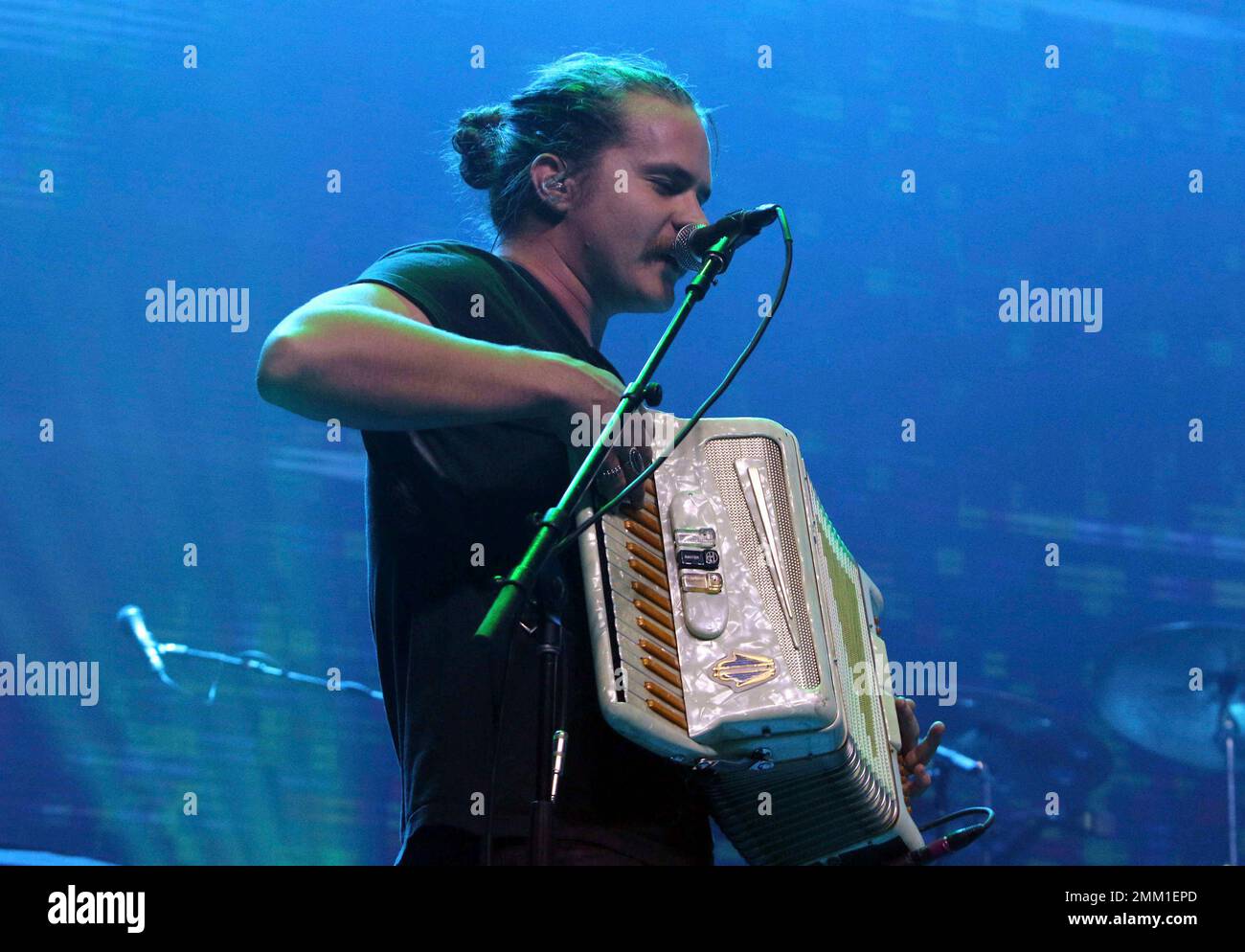 Band member with Judah & the Lion performs during the ALT 105.7 Holiday ...