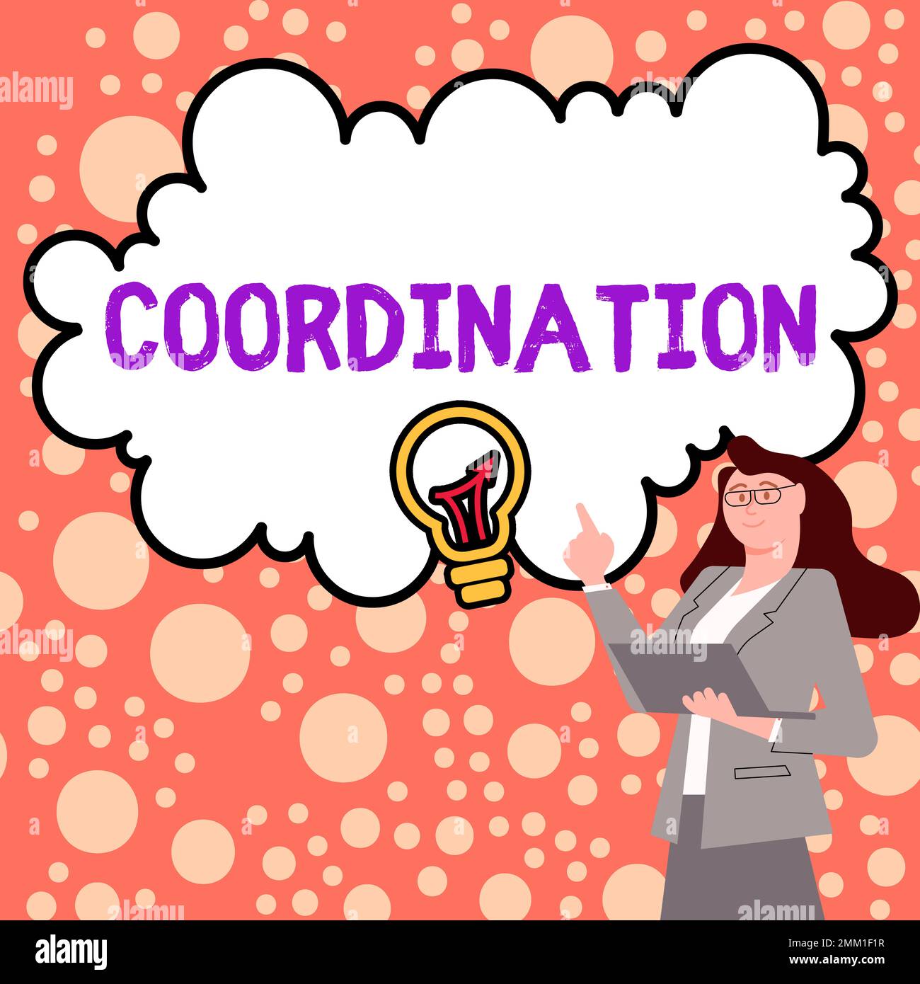 Hand writing sign Coordination. Concept meaning the acts of someone ...