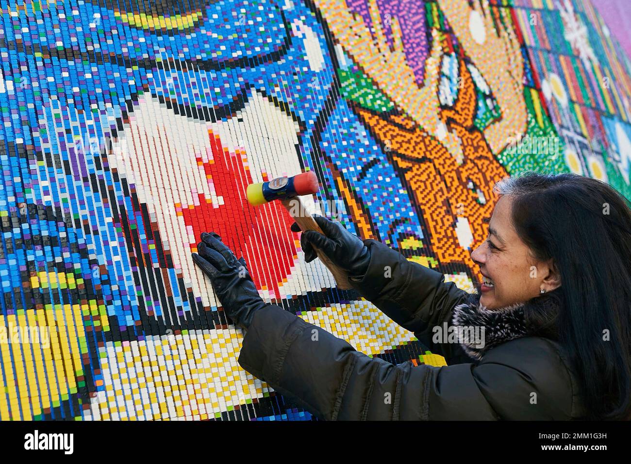 IMAGE DISTRIBUTED FOR LEGO CANADA - A team member of LEGO® Canada puts ...