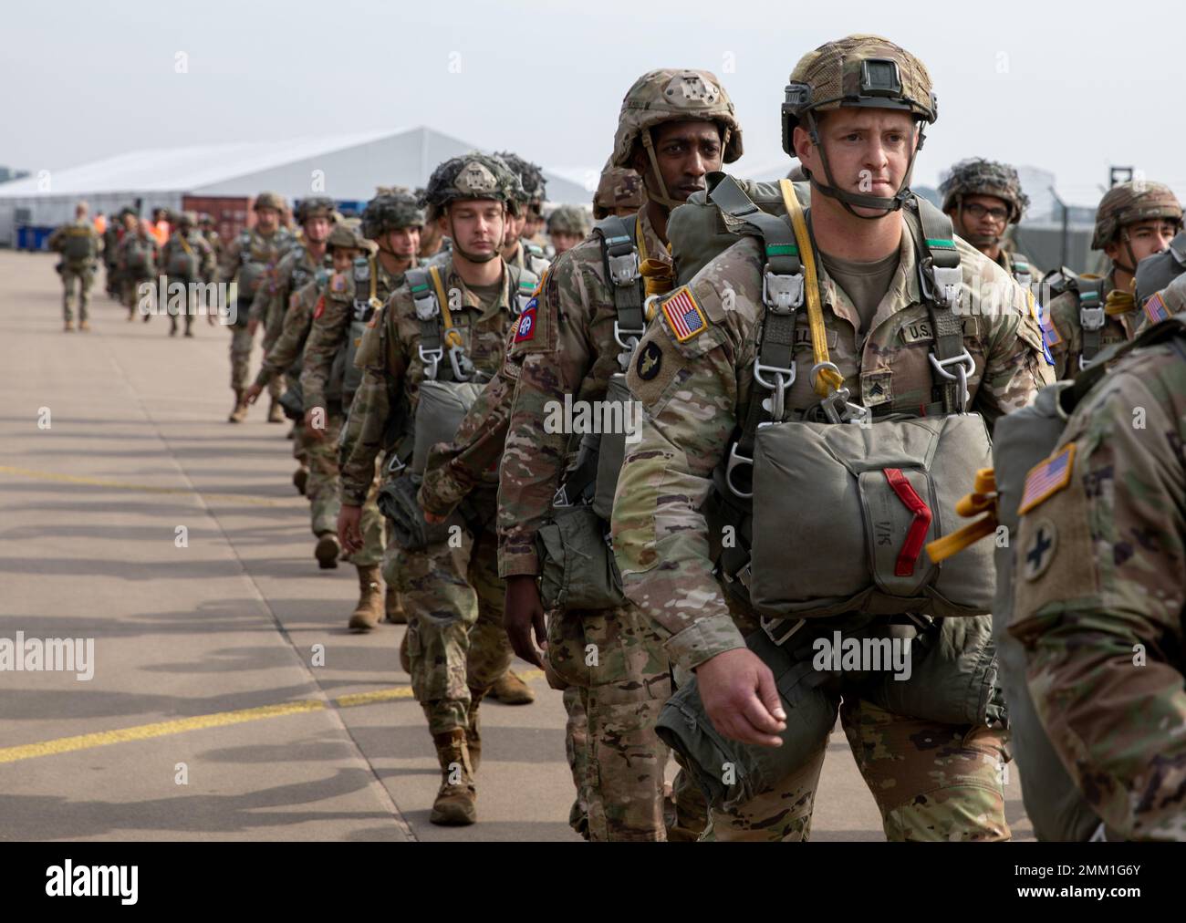 A group of U.S. Army Paratroopers, assigned to the 82nd Airborne ...