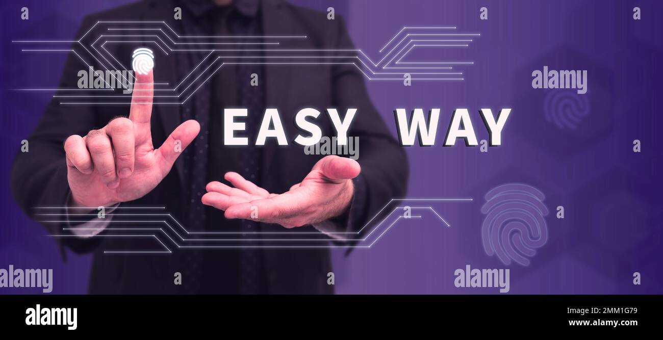 Sign displaying Easy Way. Concept meaning making hard decision between ...