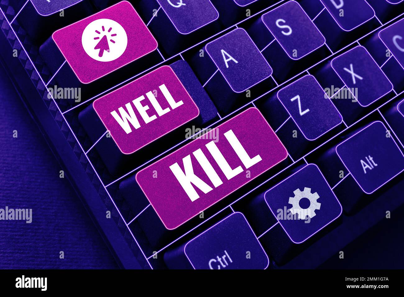 Sign displaying Well Kill. Business idea placing a column of heavy ...