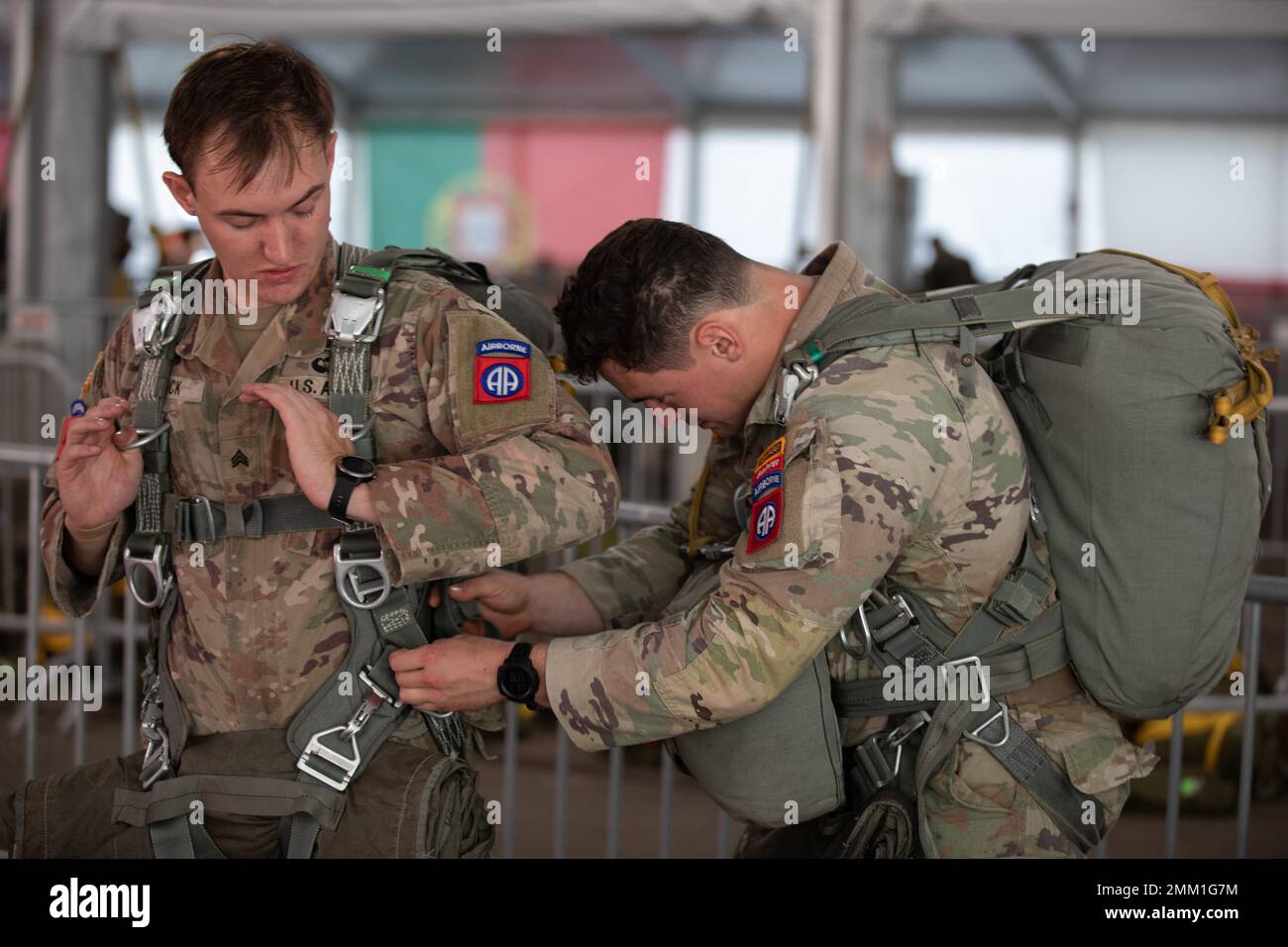 Two U.S. Army Paratrooper, assigned to the 82nd Airborne Division ...