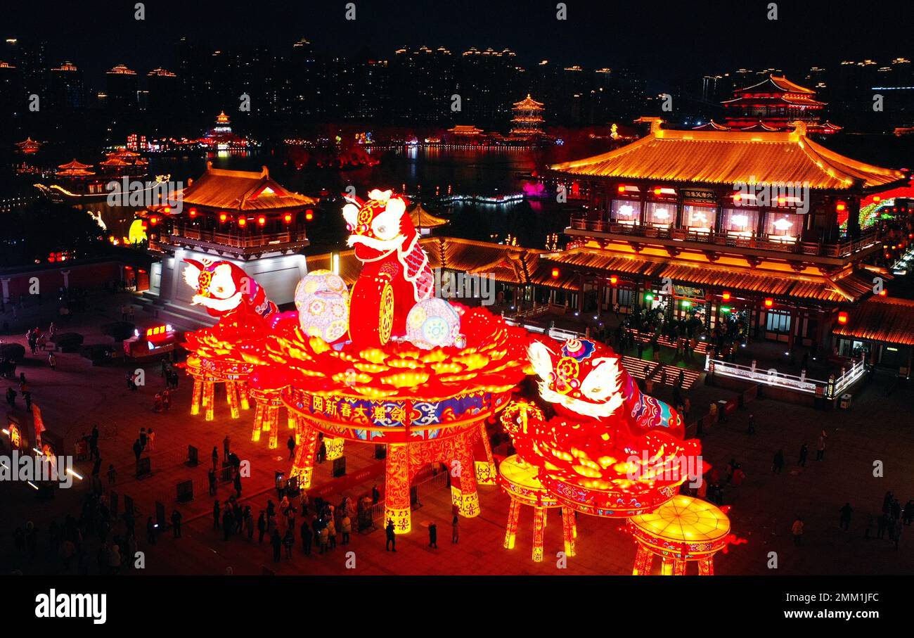 (230129) -- XI'AN, Jan. 29, 2023 (Xinhua) -- This aerial photo taken on ...