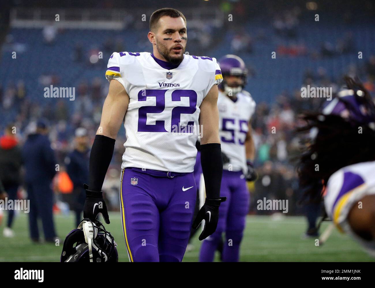 Minnesota Vikings safety Harrison Smith warms up before an NFL football ...