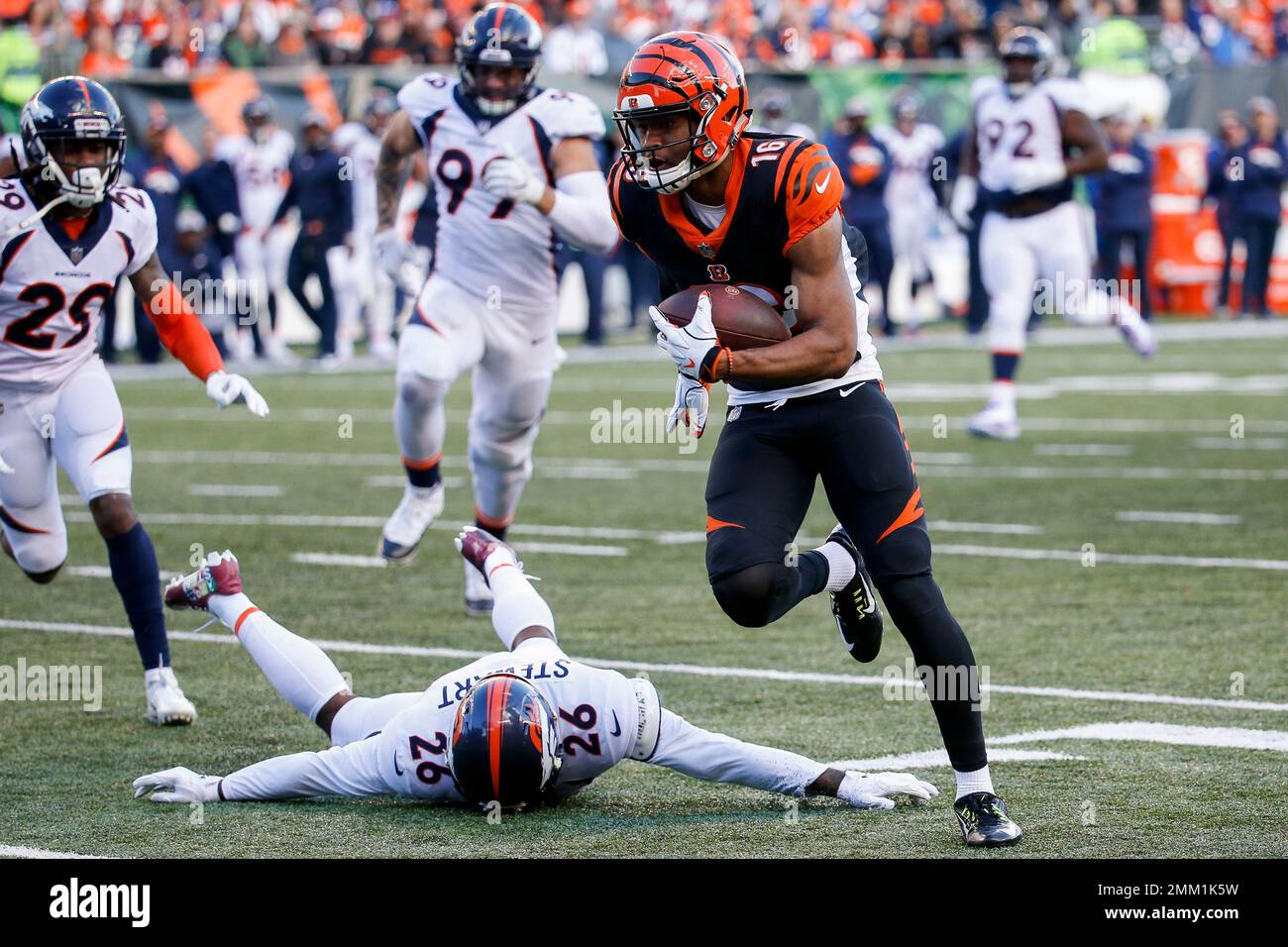 Cincinnati Bengals wide receiver Cody Core (16) runs in a touchdown ...