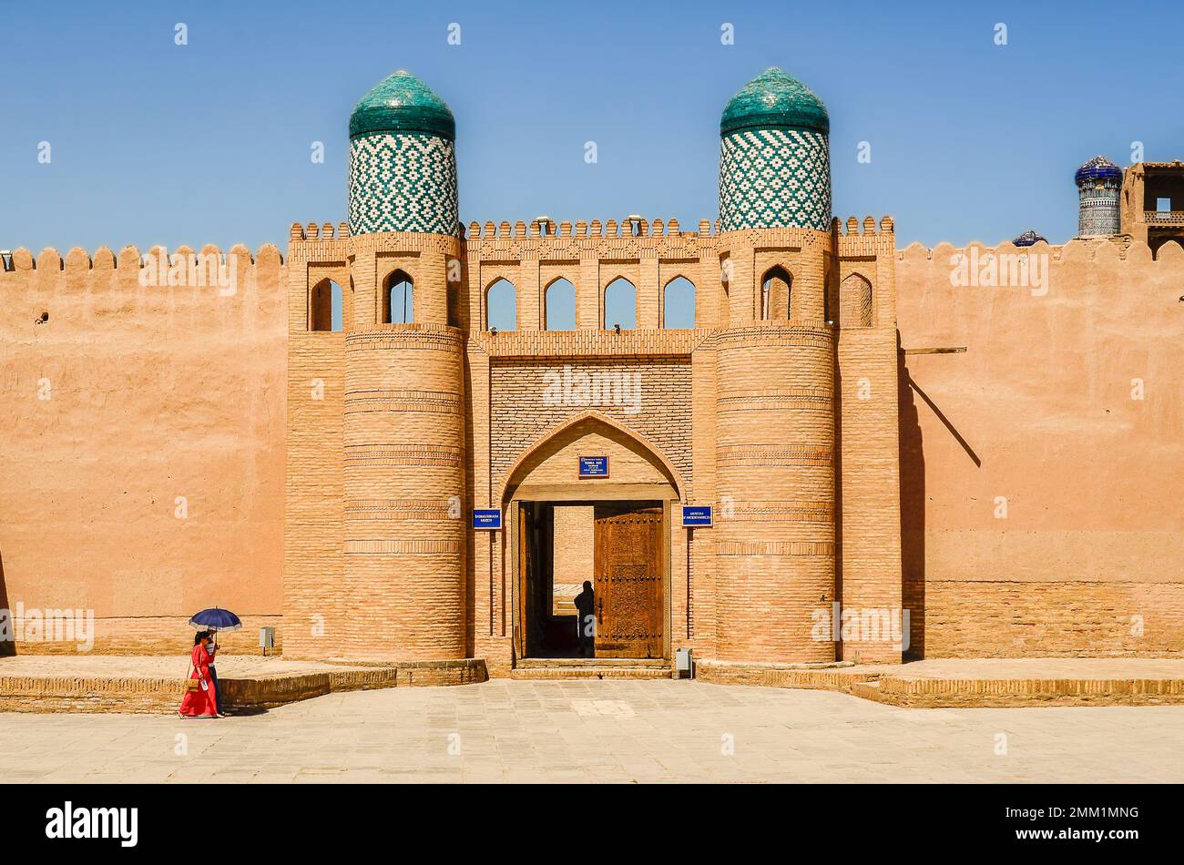 The ancient city of Khiva on the Silk Road, in Uzbekistan, Central Asia ...