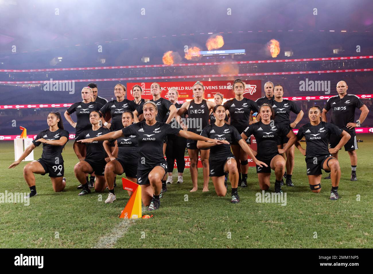 New Zealand Women's team perform the Haka after their victory in the 2023 Sydney Sevens match ...
