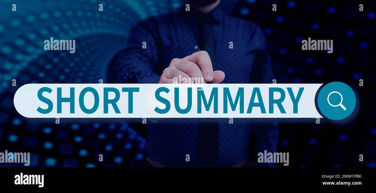 Hand Writing Sign Short Summary Internet Concept Brief Statement Of Main Points Clear Stock