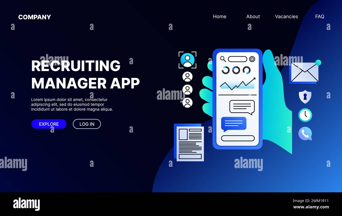 Recruitment Illustration Landing Page Concept. Recruiting Manager App ...