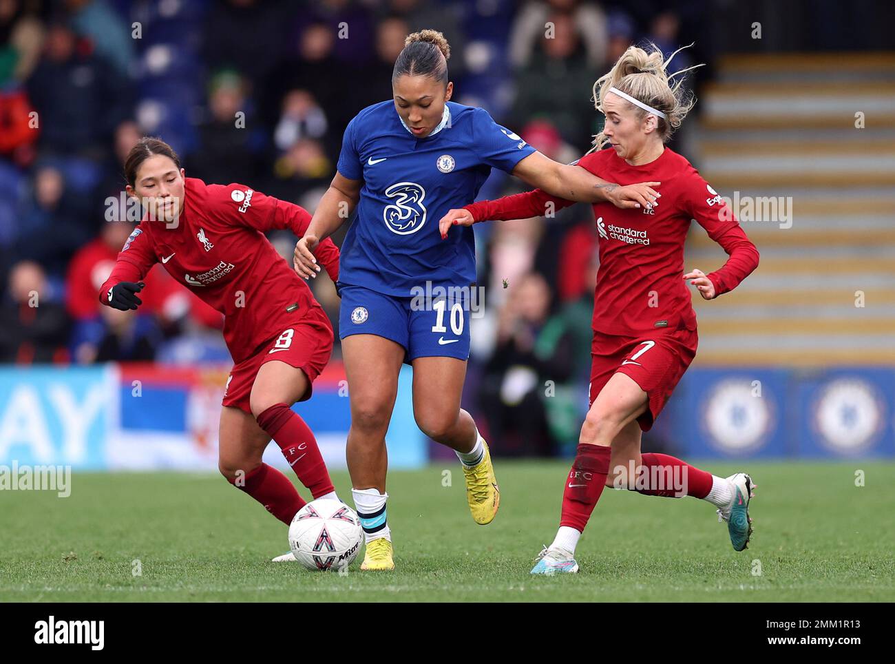 Chelseas Lauren James Holds Off Liverpools Fuka Nagano Left And