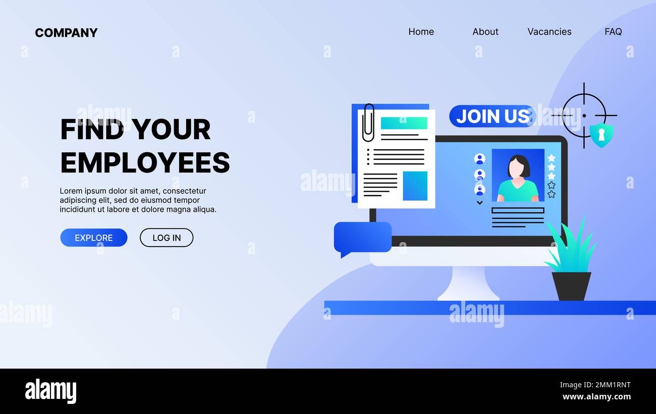 Find Your Employees. Recruitment Illustration Landing Page Concept ...