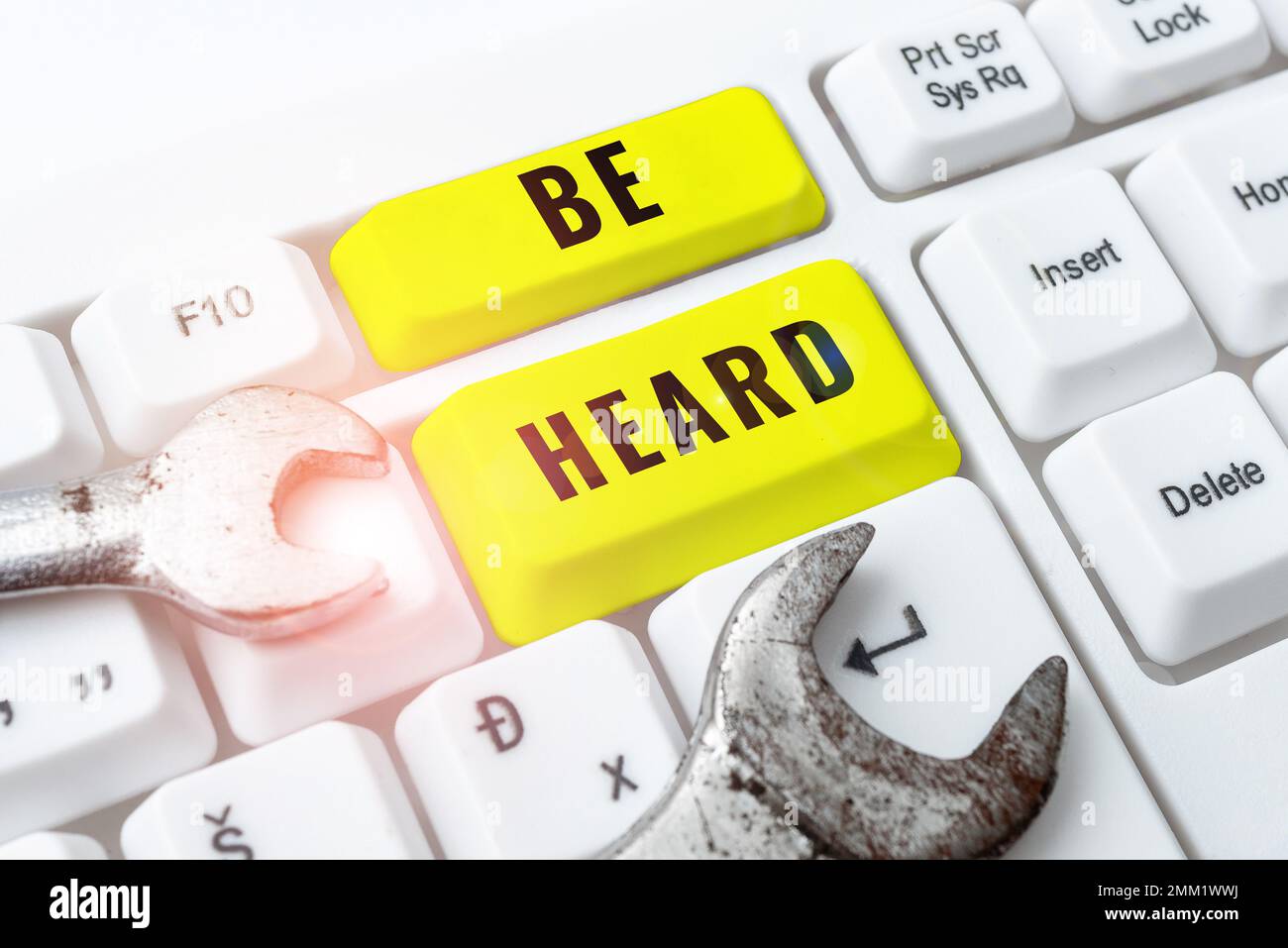 Sign displaying Be Heard. Concept meaning promote a state of complete ...