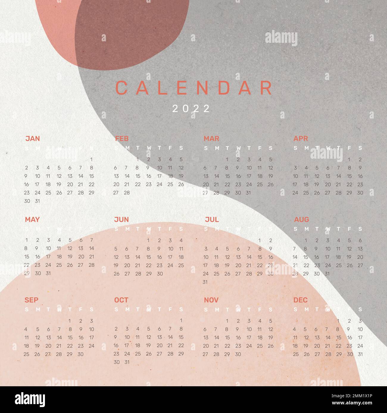 Abstract 2022 monthly calendar template, aesthetic vector set Stock ...