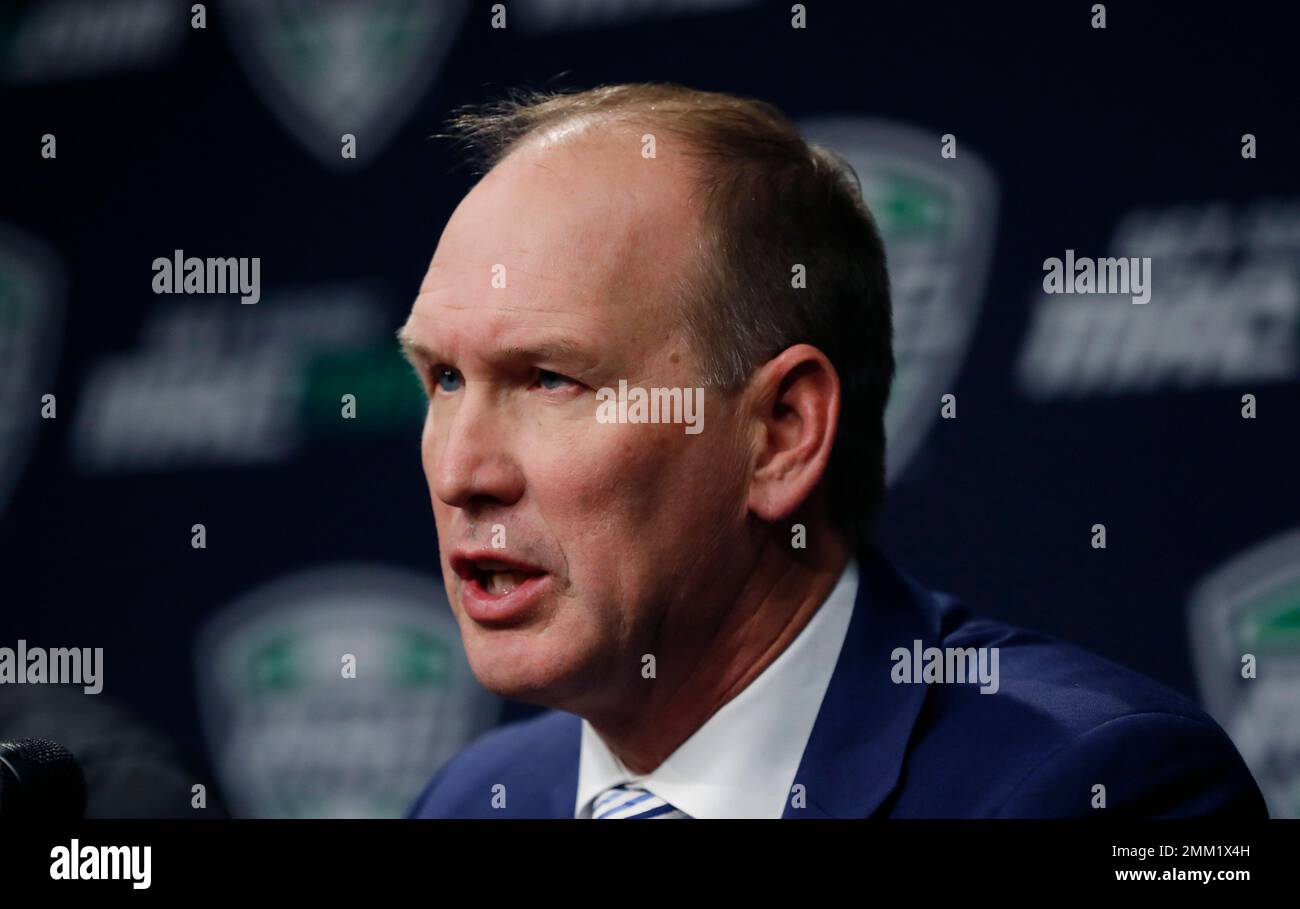 Buffalo head coach Lance Leipold addresses the media during a news ...