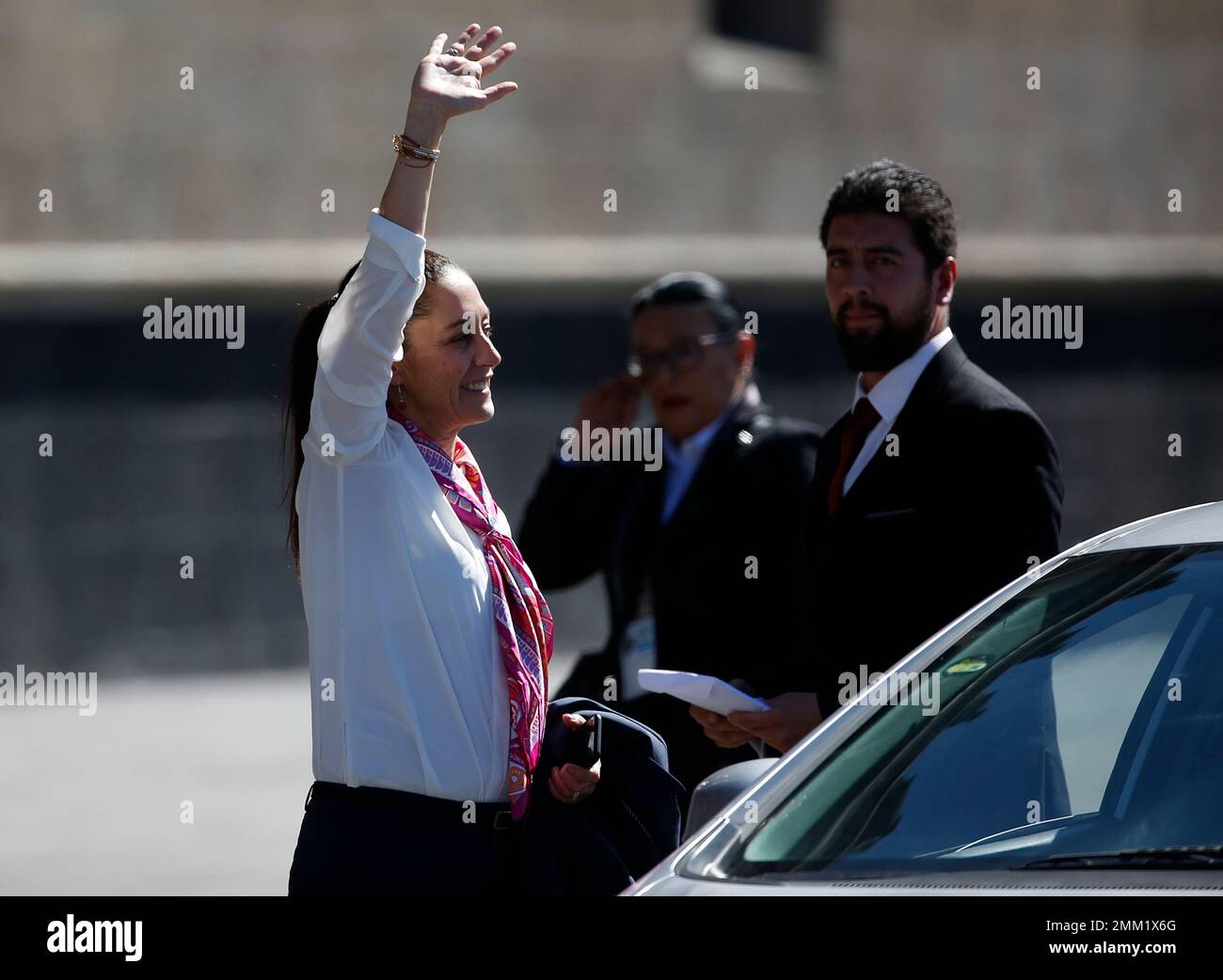 Mexico City's mayor elect Claudia Sheinbaum waves to the crowd as she ...