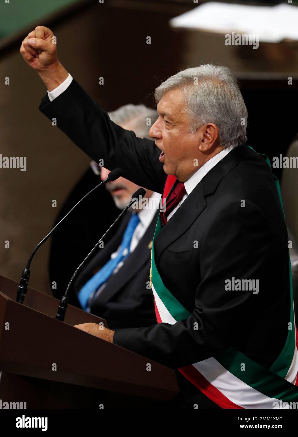 Mexico's newly sworn-in President Andres Manuel Lopez Obrador delivers ...