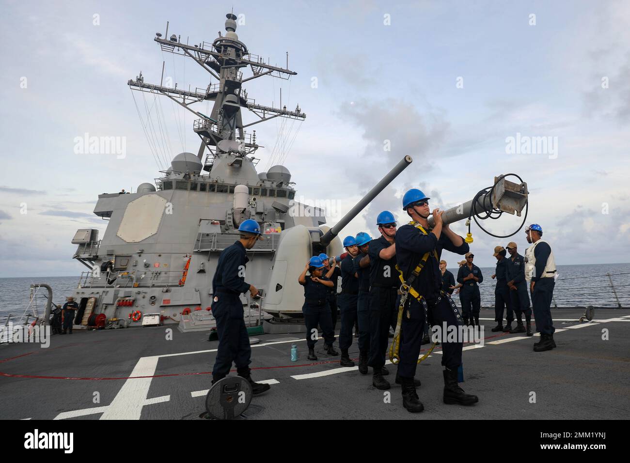 SOUTH CHINA SEA (Sept. 13, 2022) Sailors carry the jack staff across ...