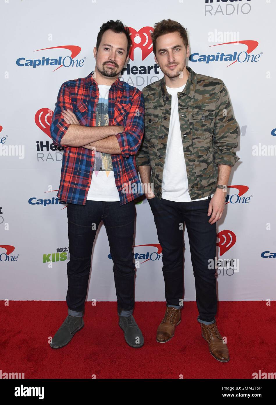 Dustin Belt, left, and Kendall Schmidt, of Heffron Drive, arrive at ...