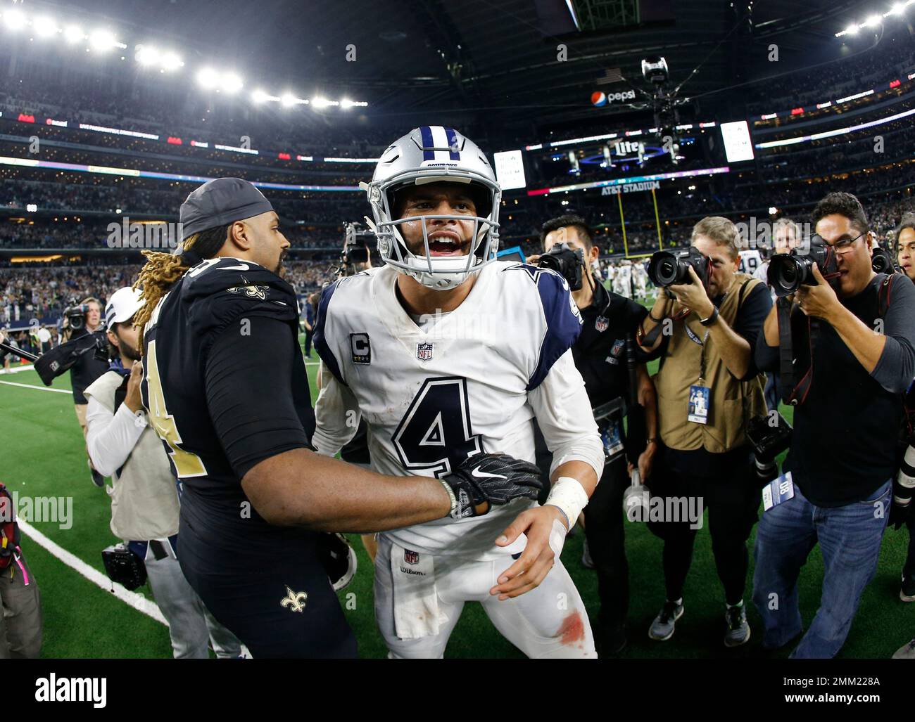 Dallas Cowboys quarterback Dak Prescott (4) after an NFL football game ...