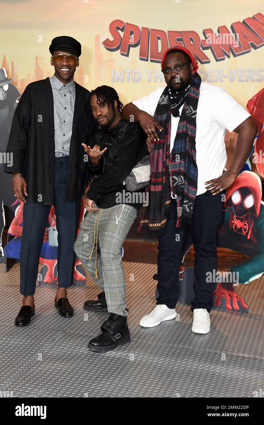 Mahershala Ali, from left, Shameik Moore and Brian Tyree Henry attends ...