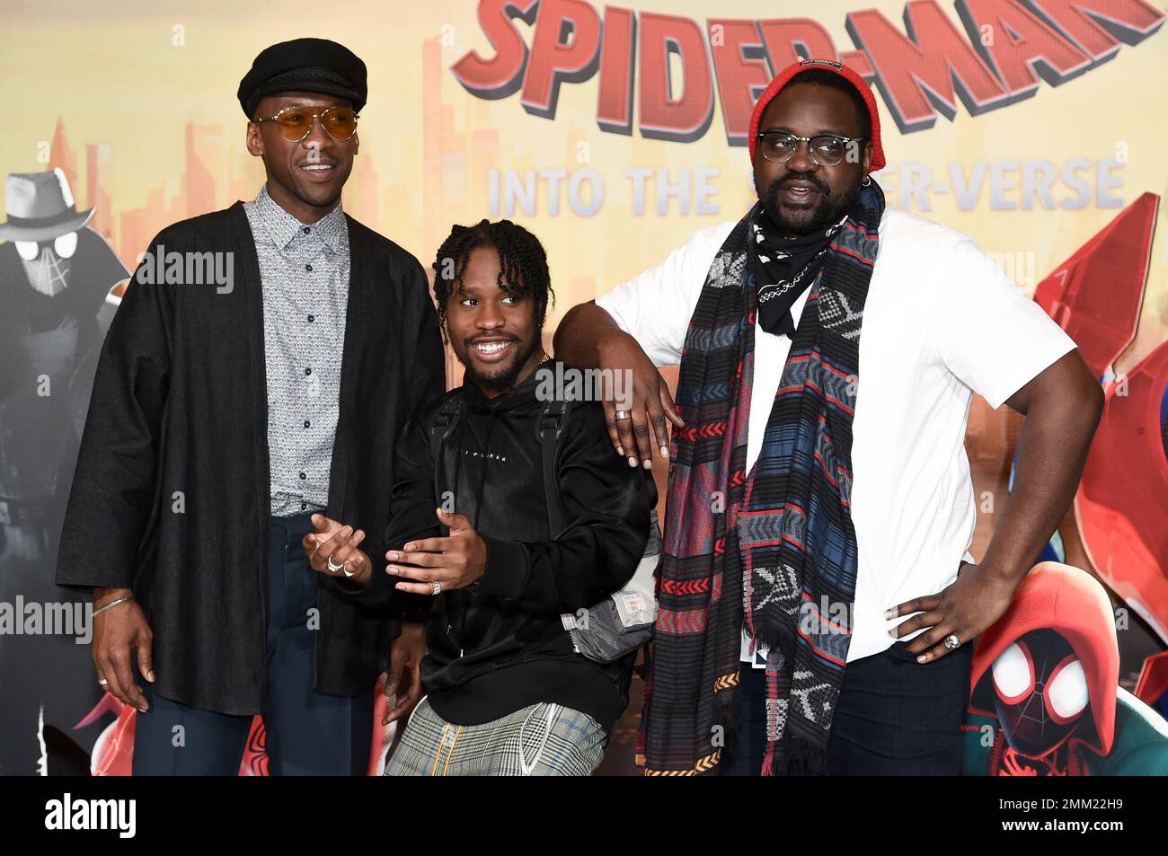 Mahershala Ali, from left, Shameik Moore and Brian Tyree Henry attends ...