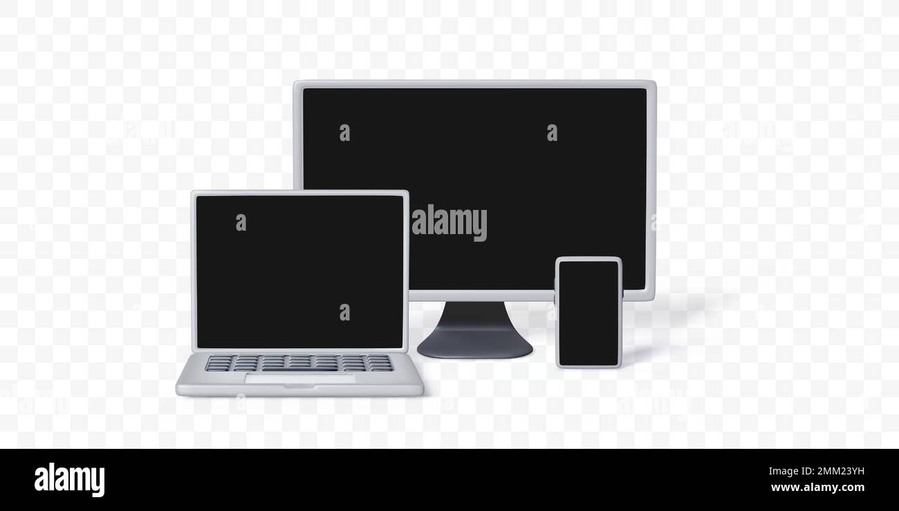 3D set of digital gadgets mock up isolated on transparent background ...