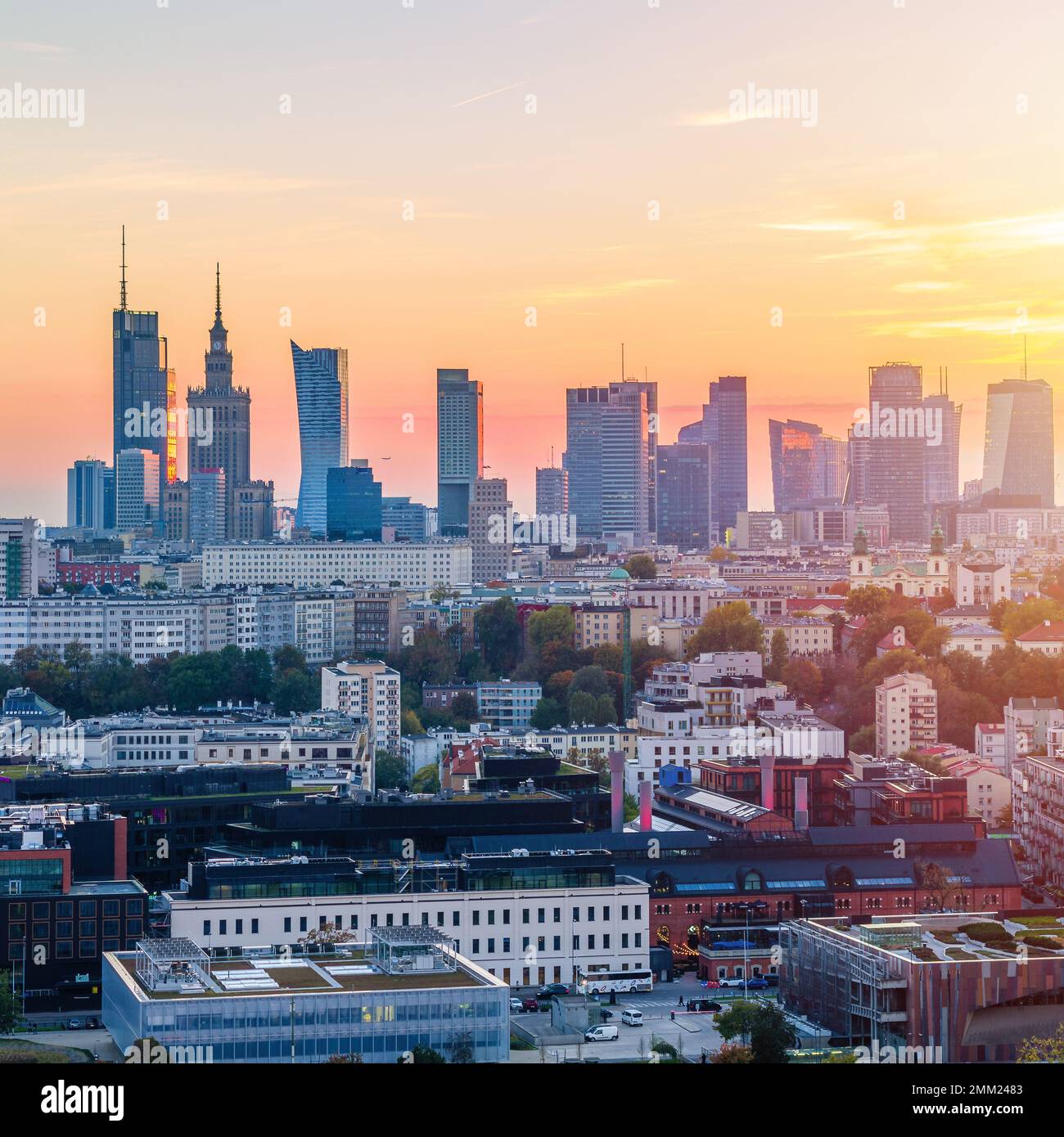 Warsaw sunset aerial hi-res stock photography and images - Alamy