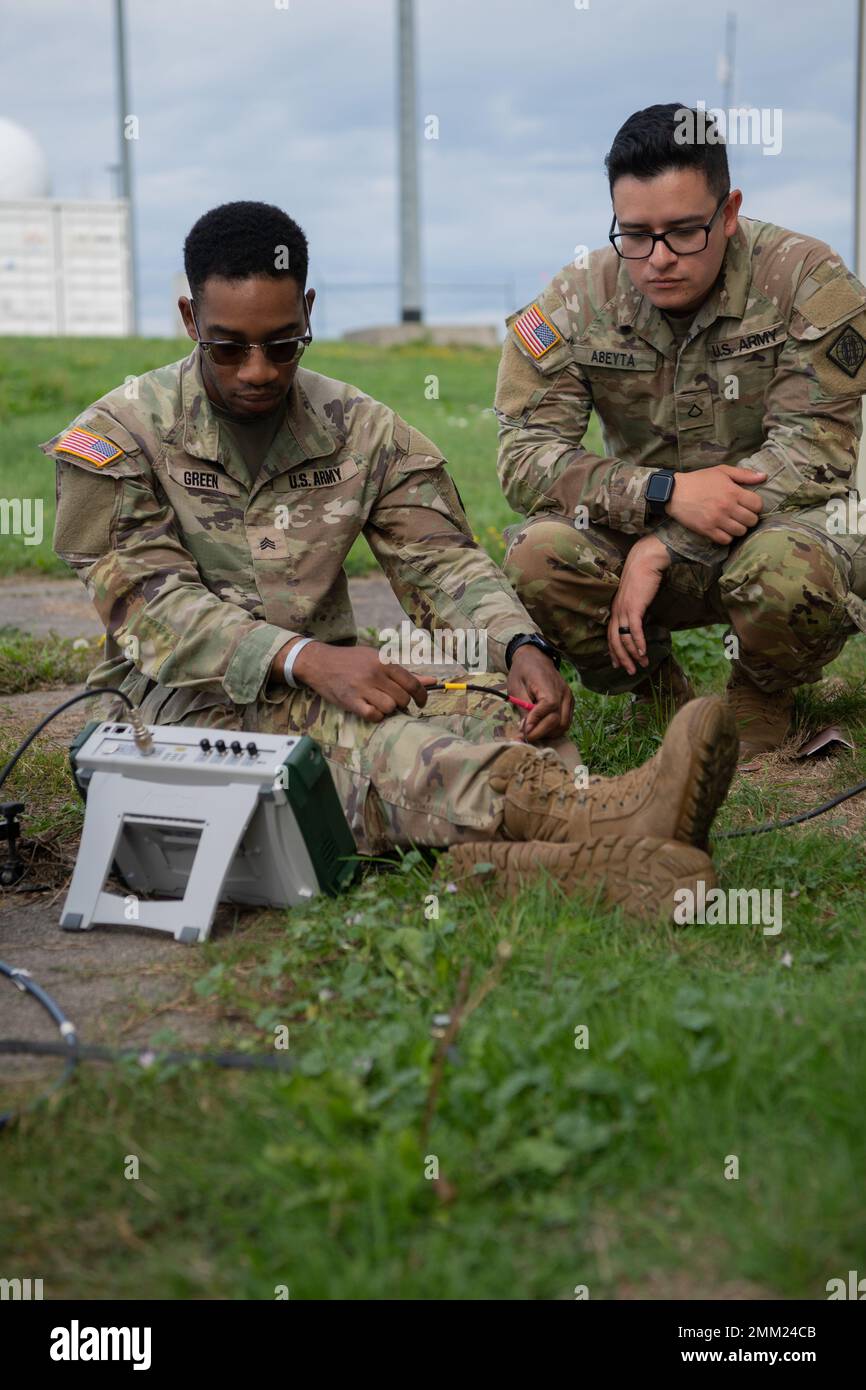 Satellite communication system operator hi-res stock photography and ...