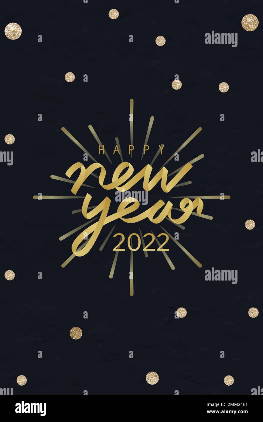 2022 gold glitter happy new year aesthetic season's greetings text on ...