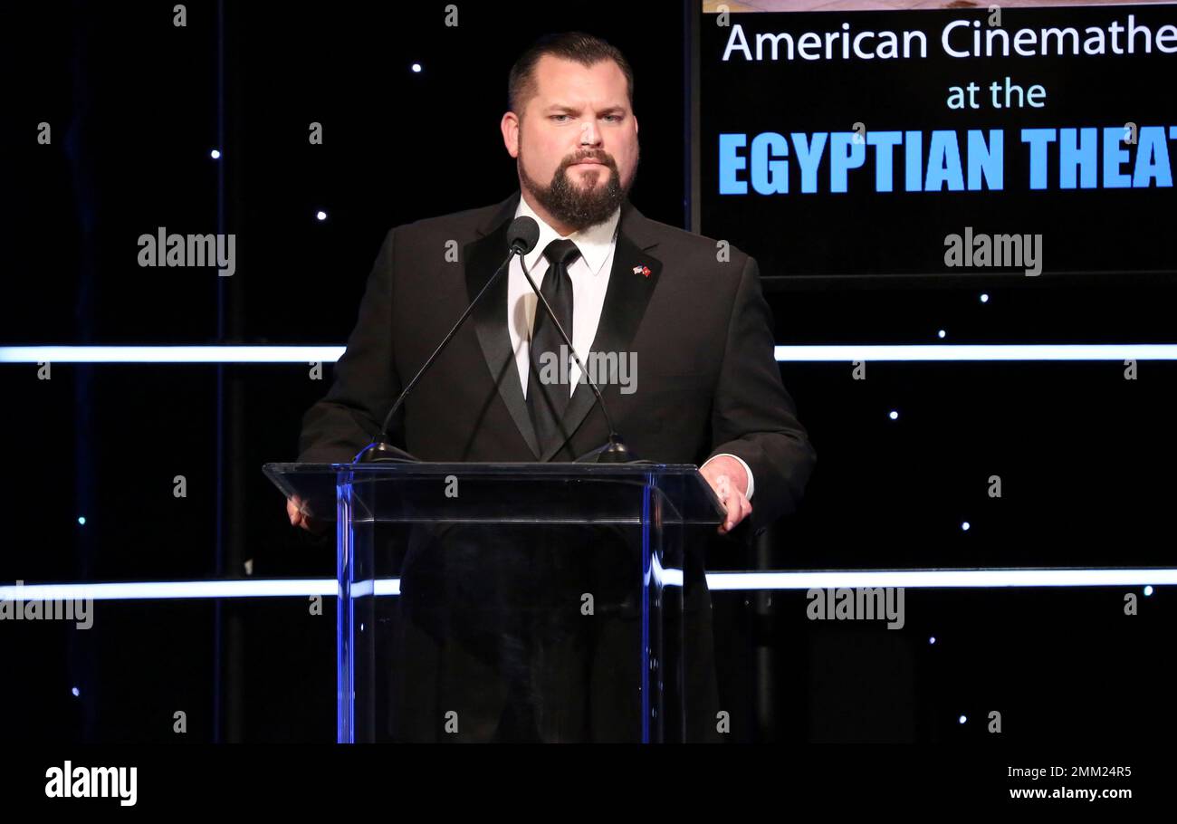 Jacob Schick speaks at the American Cinematheque Award ceremony ...