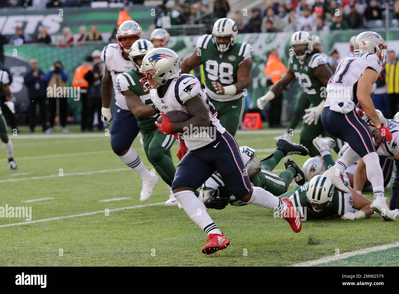 New England Patriots' Sony Michel (26) rushes during the first half of ...