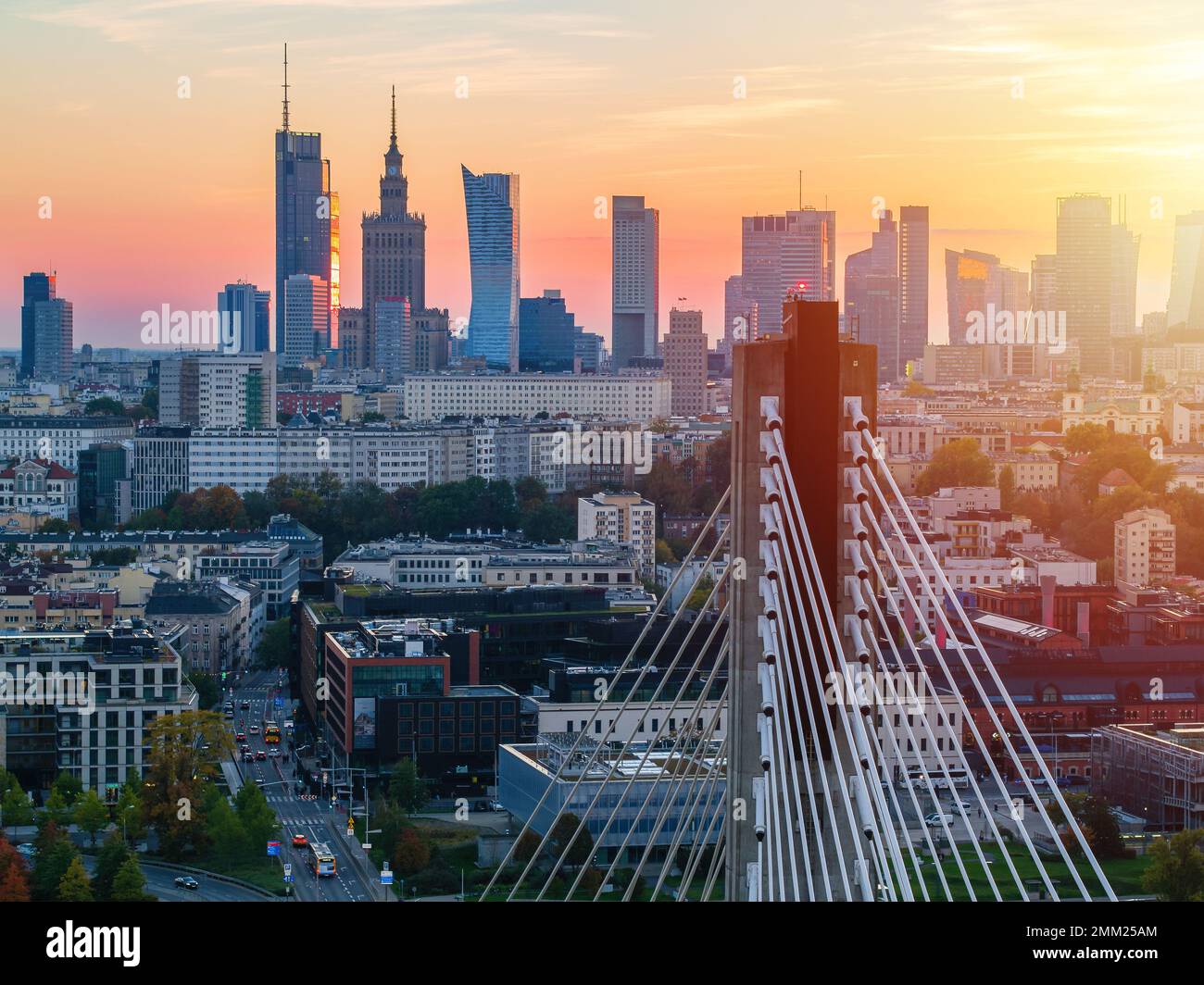Warsaw sunset aerial hi-res stock photography and images - Alamy
