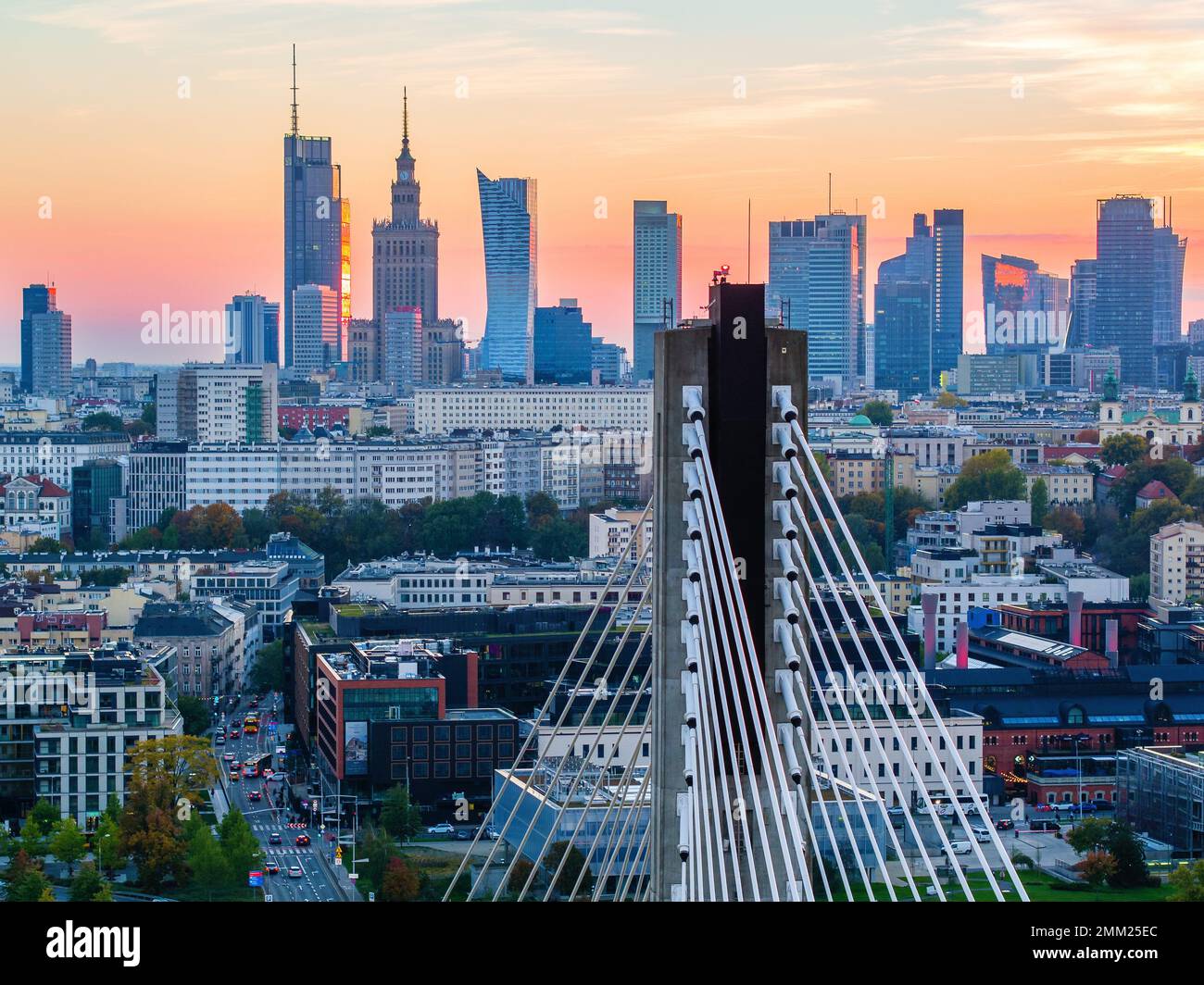 Warsaw sunset aerial hi-res stock photography and images - Alamy
