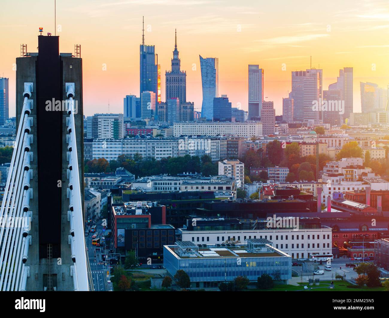 Warsaw sunset aerial hi-res stock photography and images - Alamy