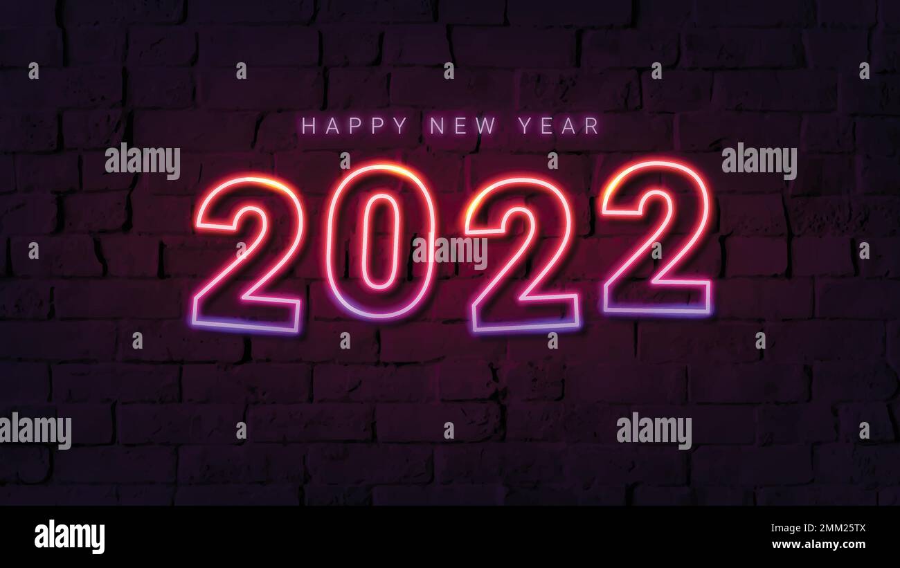 2022 neon desktop wallpaper, high resolution new year HD background ...