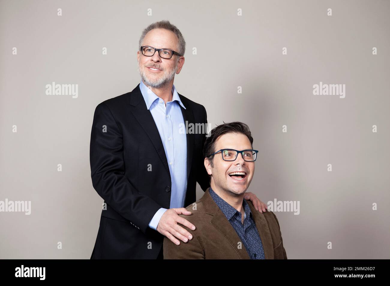 In this Nov. 3, 2018 photo, Rich Moore, left, and Phil Johnston pose for a portrait at The ...