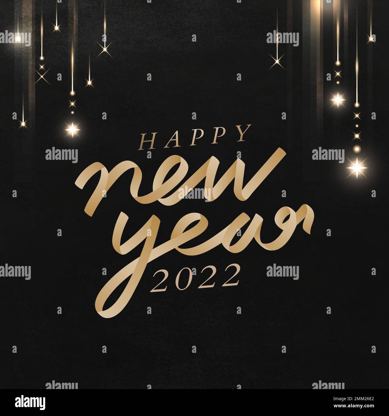 2022 gold glitter happy new year season's greetings text on black ...