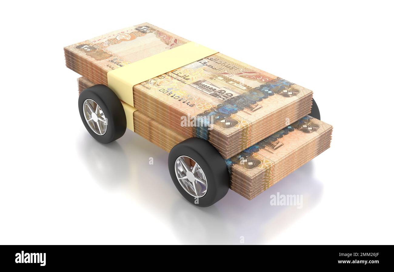 AED 200 United Arab Emirates Dirhams with Wheels, Tires Isolated on ...